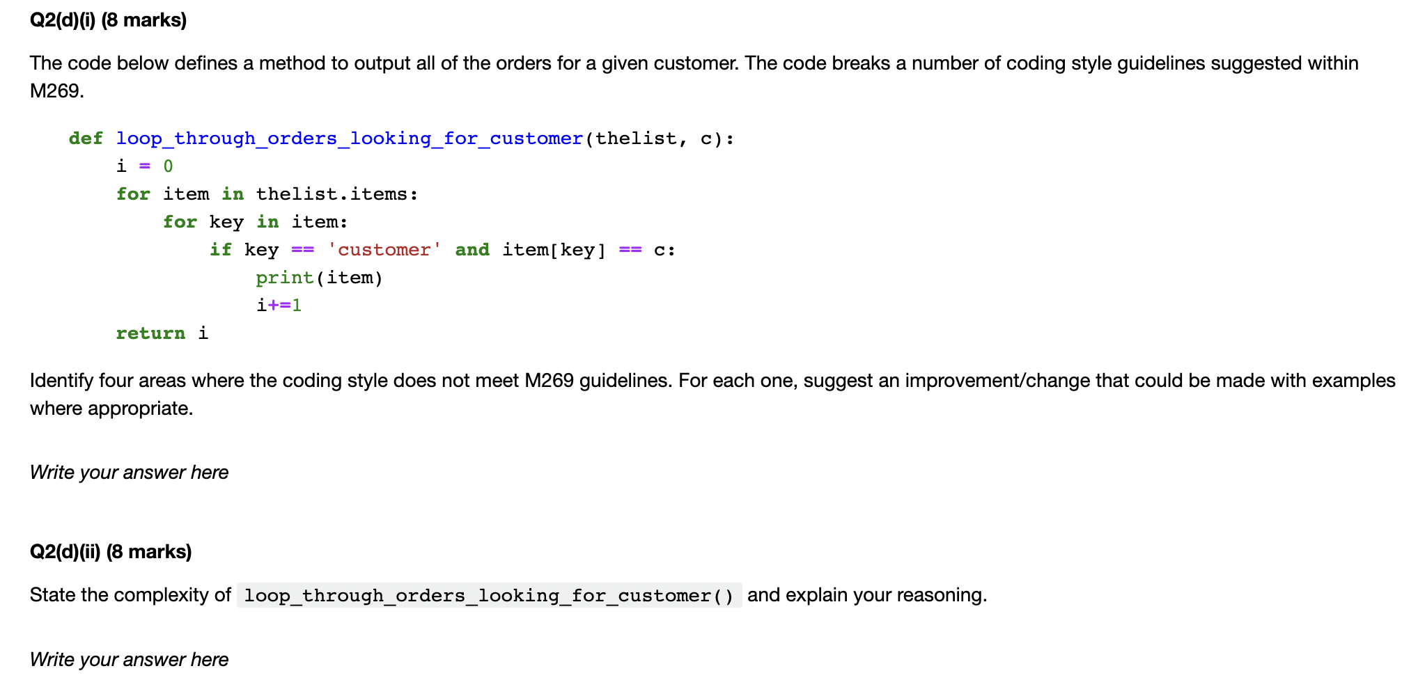 Solved The code below defines a method to output all of the | Chegg.com