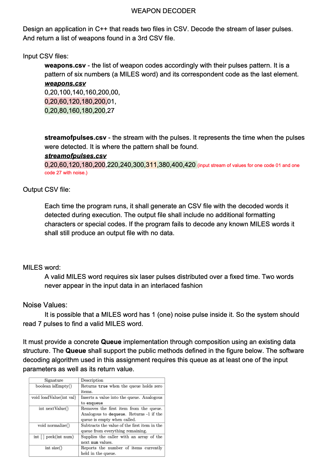 WEAPON DECODER Design an application in C++ that | Chegg.com