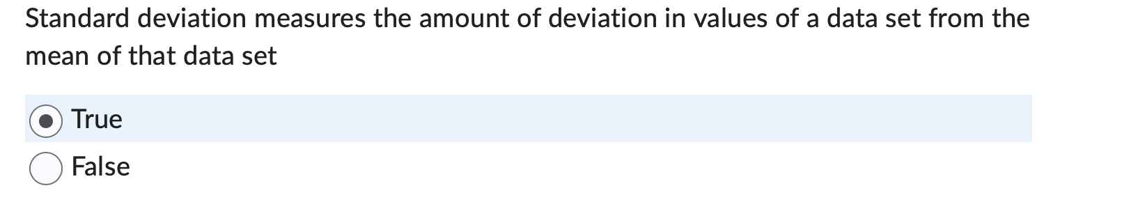 Solved Standard deviation measures the amount of deviation | Chegg.com