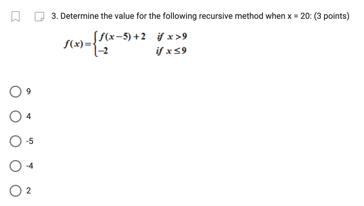Solved 1. Determine the value for the following recursive | Chegg.com