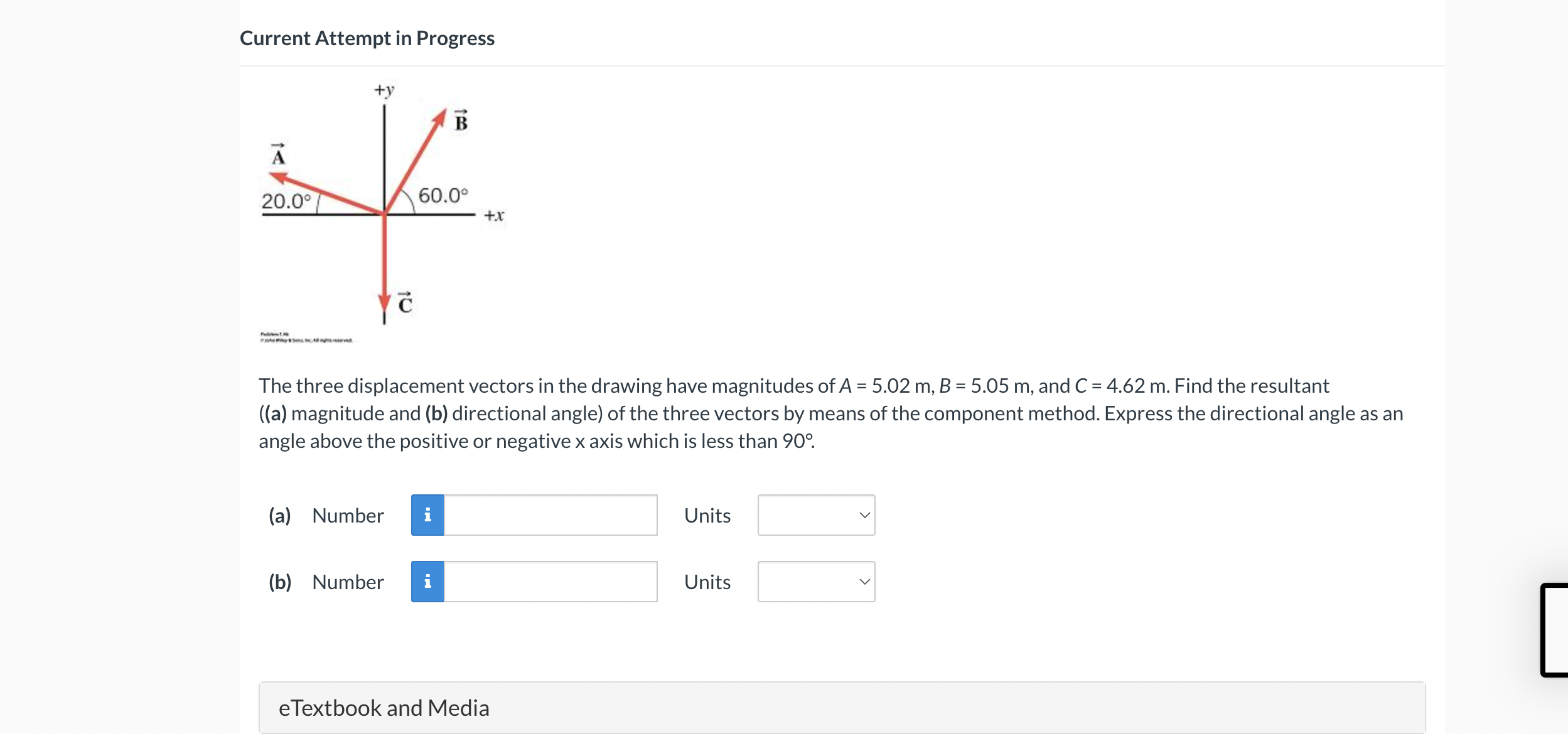 Solved Current Attempt in Progress The three displacement | Chegg.com