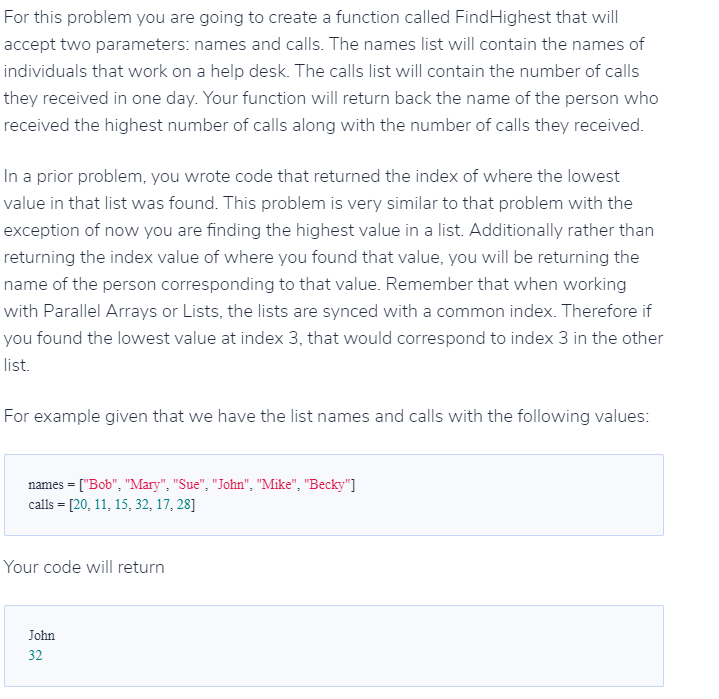 Solved For this problem you are going to create a function | Chegg.com