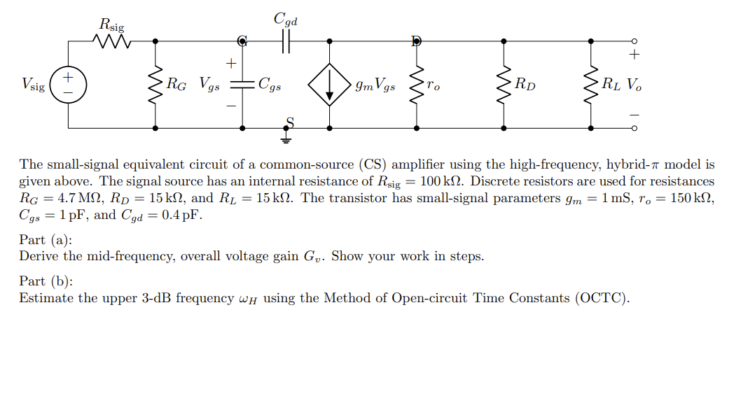 Solved The small-signal equivalent circuit of a | Chegg.com