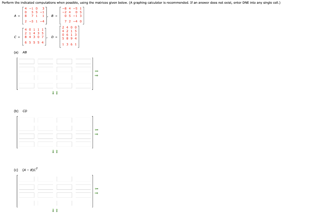 Solved Perform the indicated computations when possible, | Chegg.com