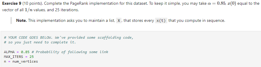 Solved Exercise 9 (10 ﻿points). ﻿Complete the PageRank | Chegg.com