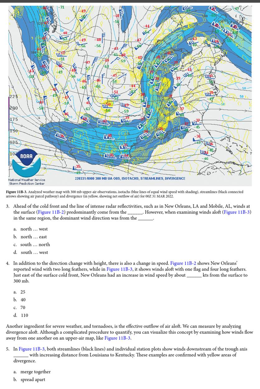 Solved Figure 11B-3. ﻿Analyzed weather map with 300mb | Chegg.com