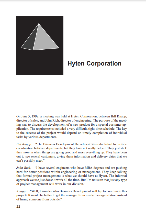 Solved Hyten Corporation On June 5, 1998, a meeting was held | Chegg.com