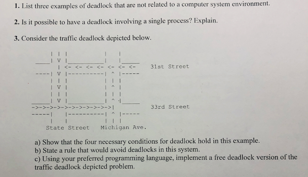 1. List three examples of deadlock that are not | Chegg.com