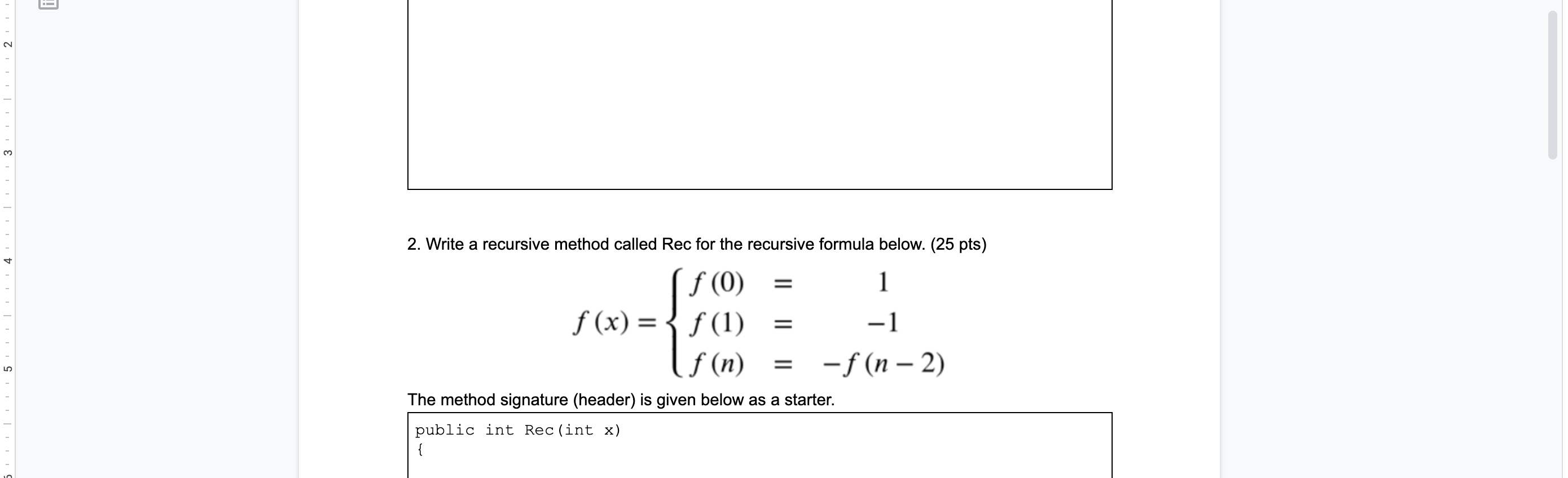 Solved 9 21 က 4 2. Write a recursive method called Rec for | Chegg.com