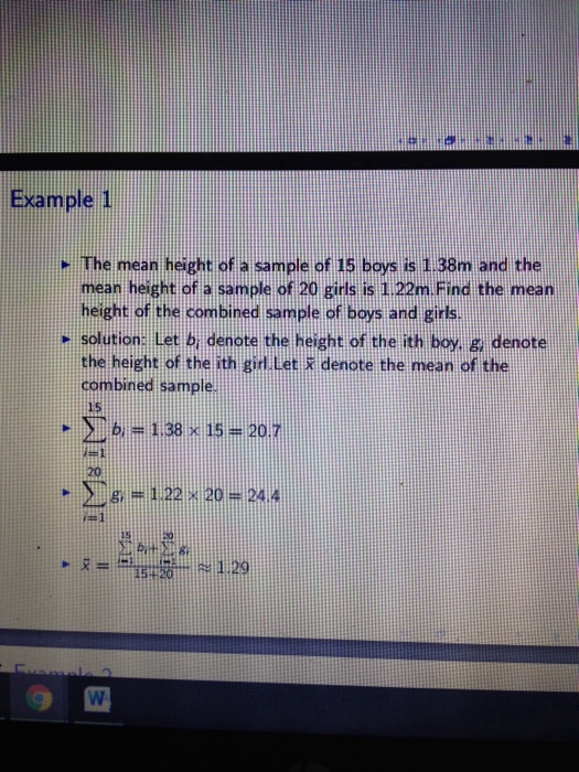 Solved Example 1 .The mean height of a sample of 15 boys is | Chegg.com