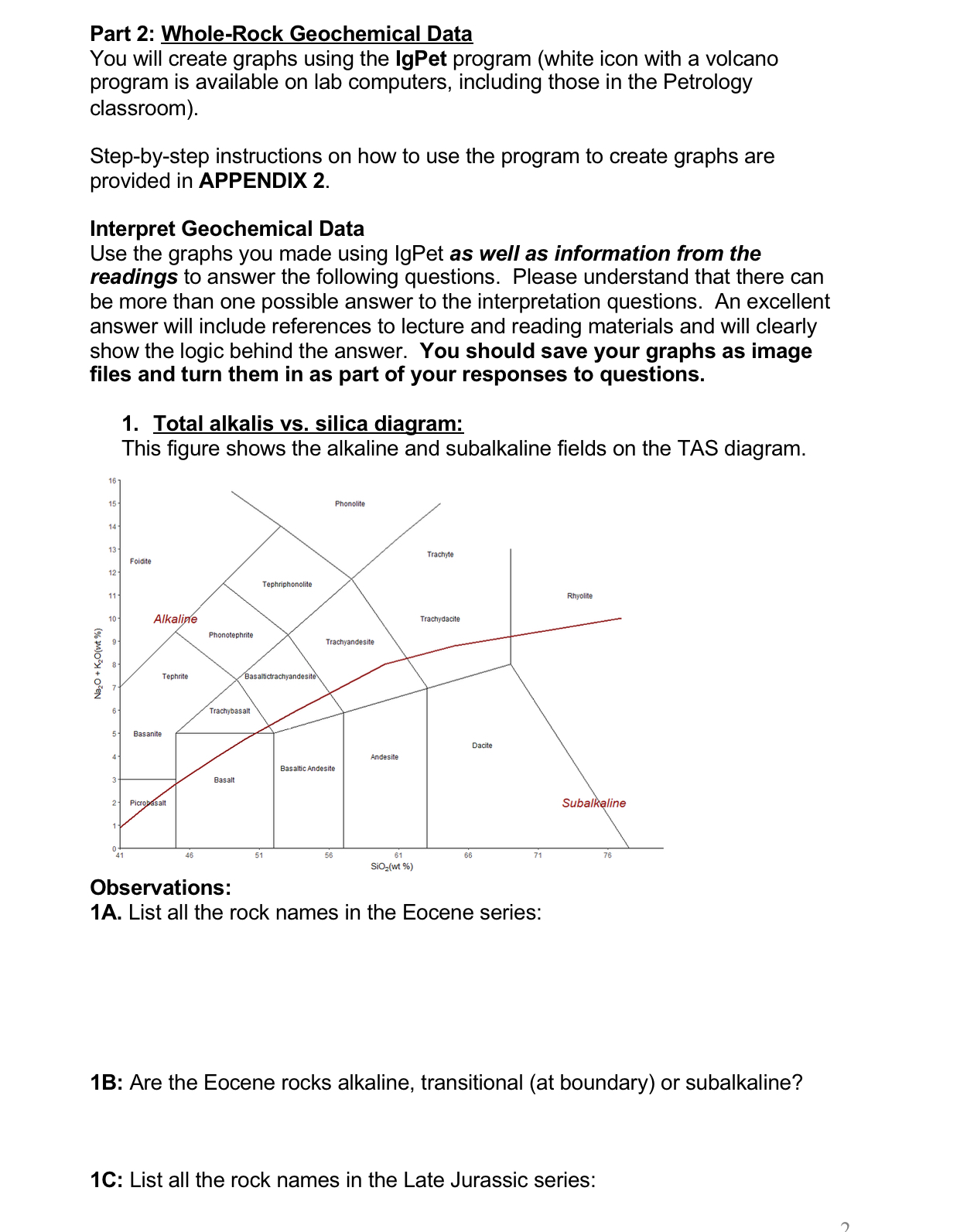 Solved Part 2: Whole-Rock Geochemical Data You will create | Chegg.com