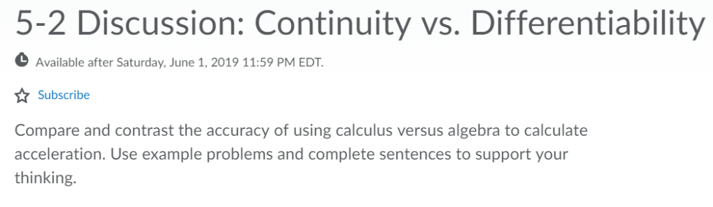 Solved 5-2 Discussion: Continuity vs. Differentiability | Chegg.com