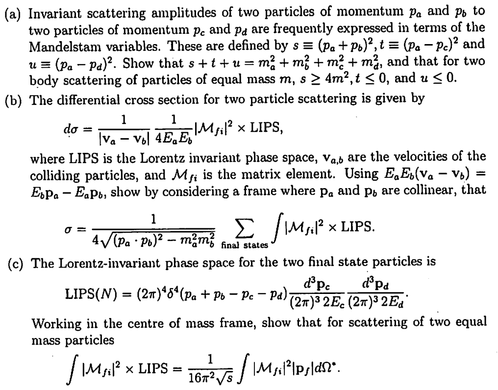 Solved (a) Invariant scattering amplitudes of two particles | Chegg.com