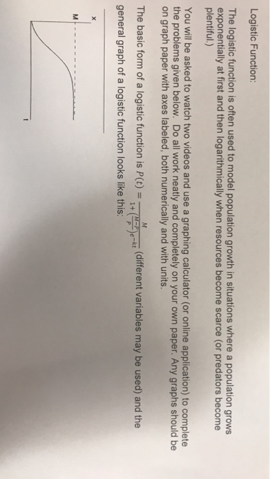Solved Logistic Function: The logistic function is often | Chegg.com