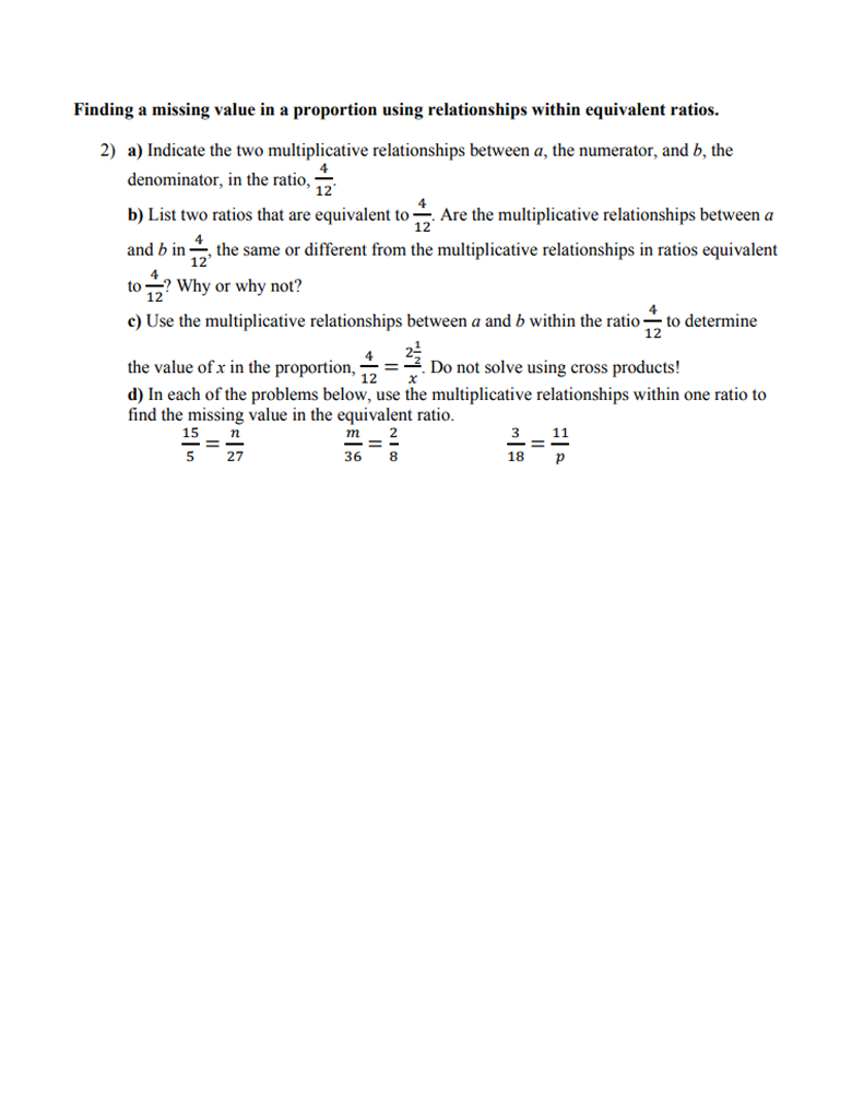 Solved Finding a missing value in a proportion using | Chegg.com