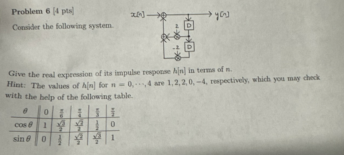 Solved Problem 6 [4 pts] Consider the following system. Give | Chegg.com