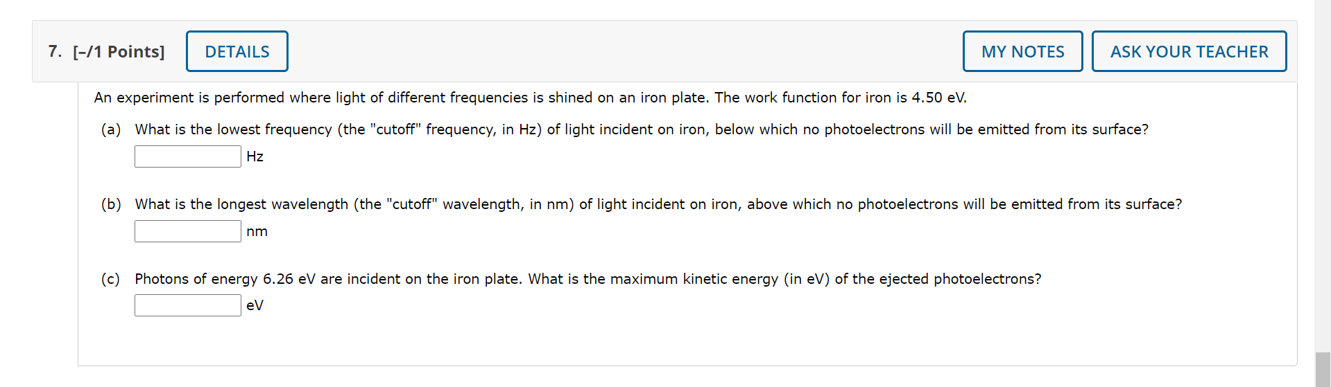 Solved 7. [-/1 Points] DETAILS MY NOTES ASK YOUR TEACHER An | Chegg.com