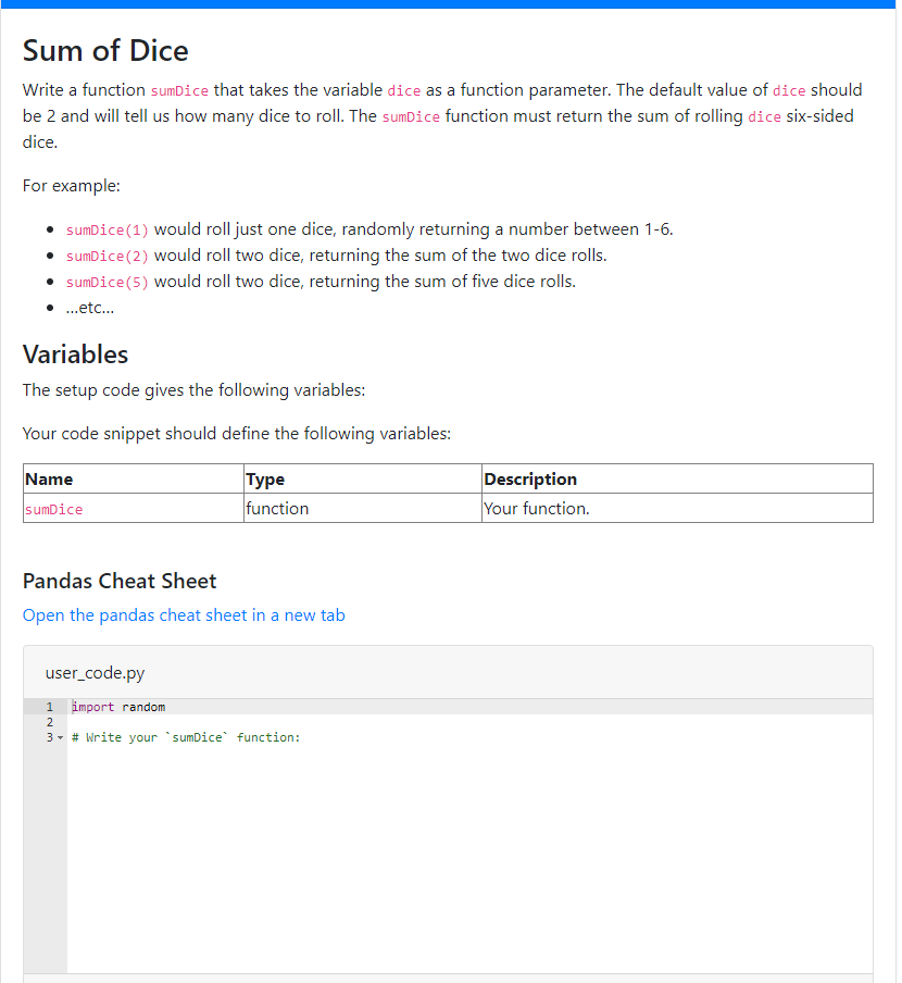 Solved Sum Of Dice Write A Function Sumdice That Takes The