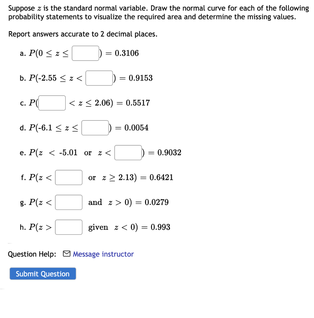 Solved Suppose z is the standard normal variable. Draw the | Chegg.com