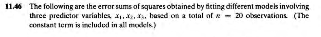 Solved 1.46 The following are the error sums of squares | Chegg.com