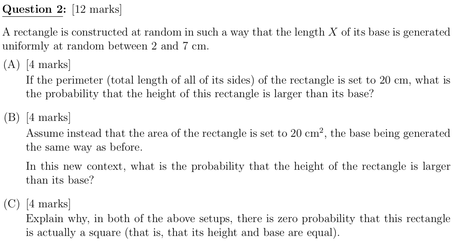 Question 2: (12 marks] A rectangle is constructed at | Chegg.com