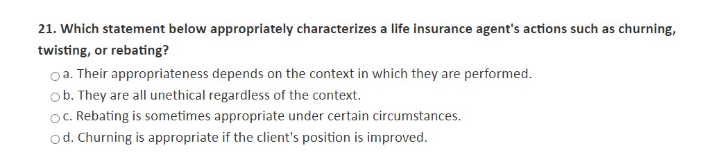 Solved Which statement below appropriately characterizes a | Chegg.com