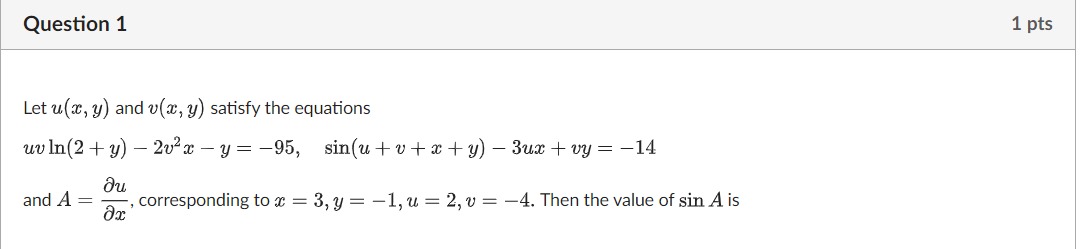 Solved Question 1Let u(x,y) ﻿and v(x,y) ﻿satisfy the | Chegg.com