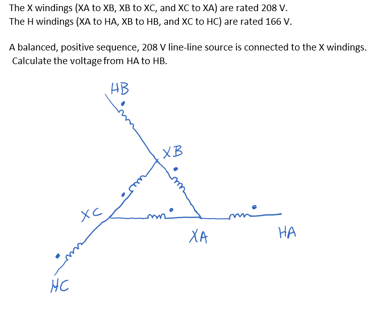 Solved The X windings (XA to XB, XB to XC, and XC to XA) are | Chegg.com