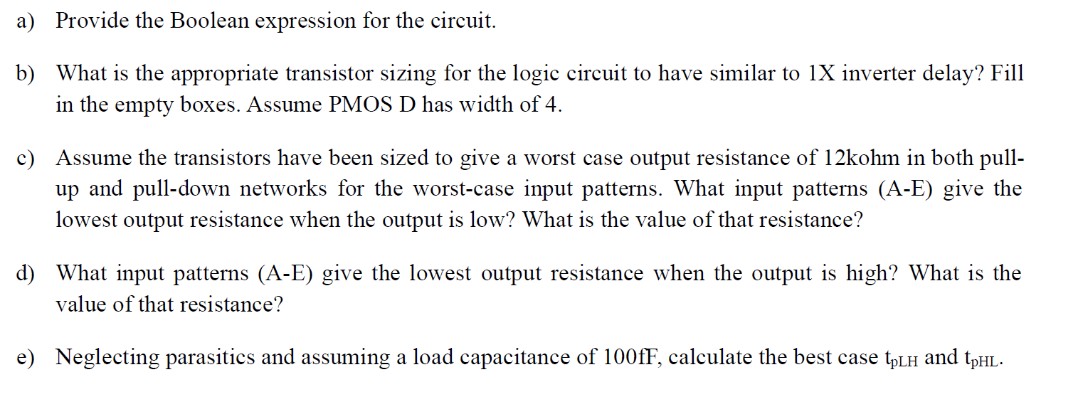 Consider the following CMOS logic circuits: VDD A- | Chegg.com