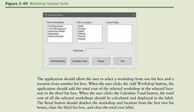 Solved Project 9 - Chapter 5 - Workshop Selector pages | Chegg.com