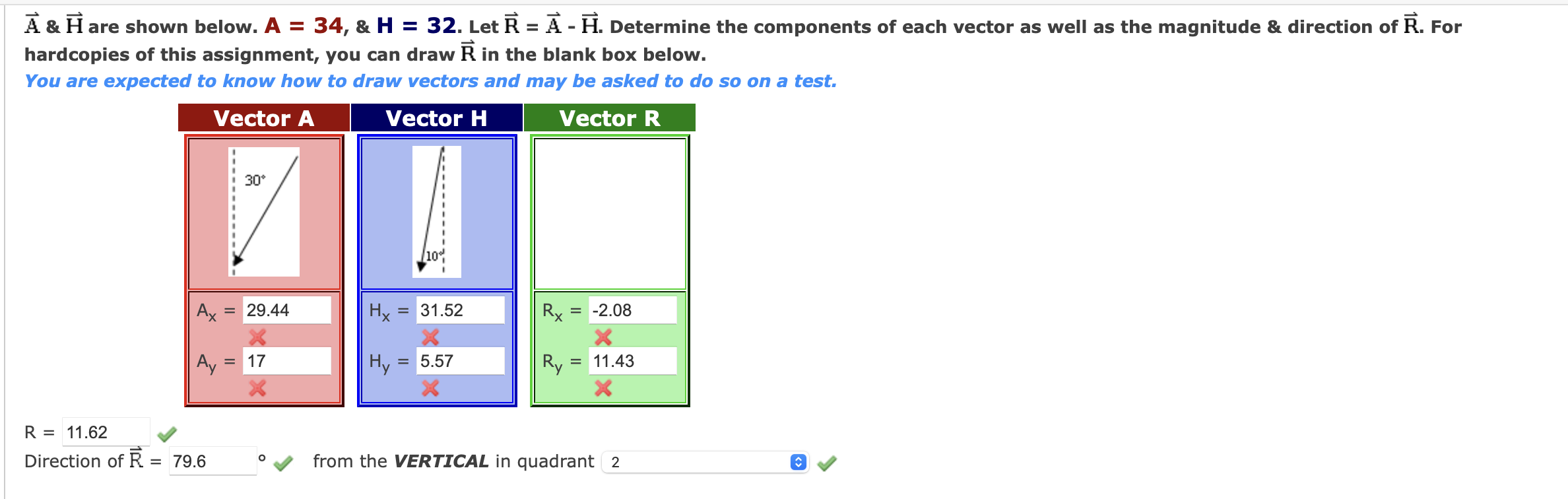 Solved vec(A)&vec(H) ﻿are shown below. A=34,&H=32. ﻿Let | Chegg.com