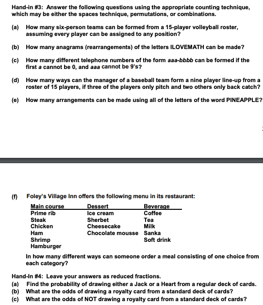 Solved Hand-in #3: Answer the following questions using the | Chegg.com