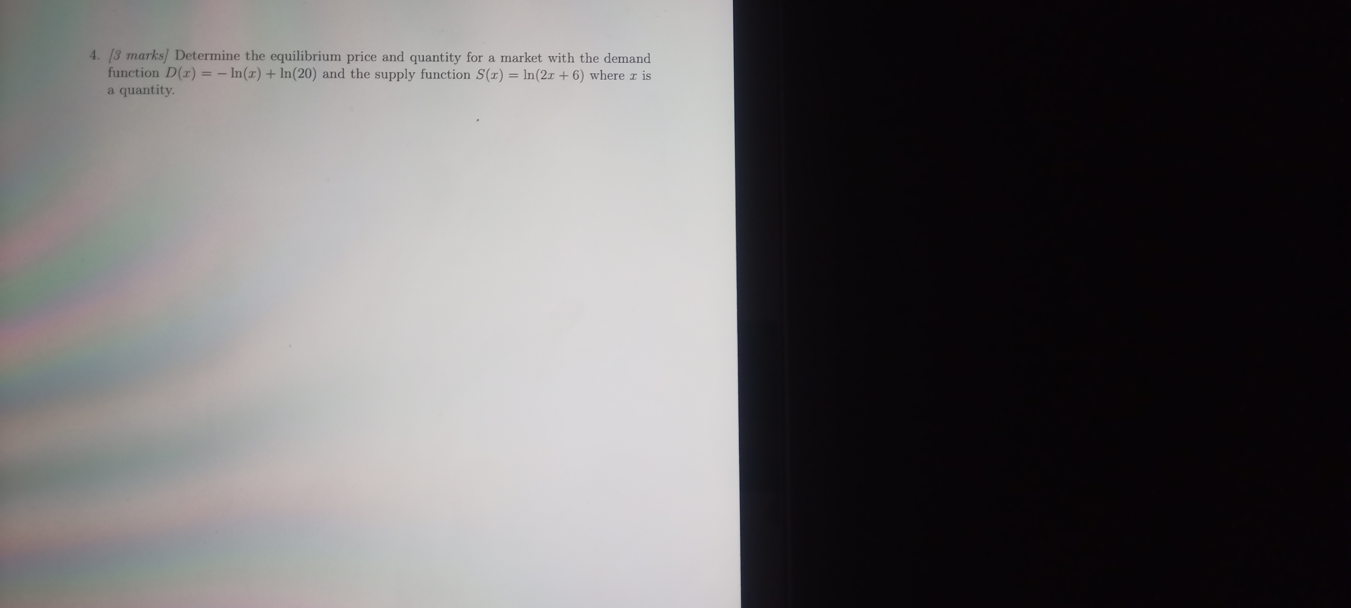 Solved 4. [3 marks] Determine the equilibrium price and | Chegg.com