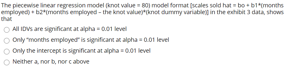 The piecewise linear regression model (knot value = | Chegg.com
