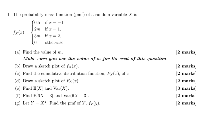 1. The probability mass function ( pmf) of a random | Chegg.com