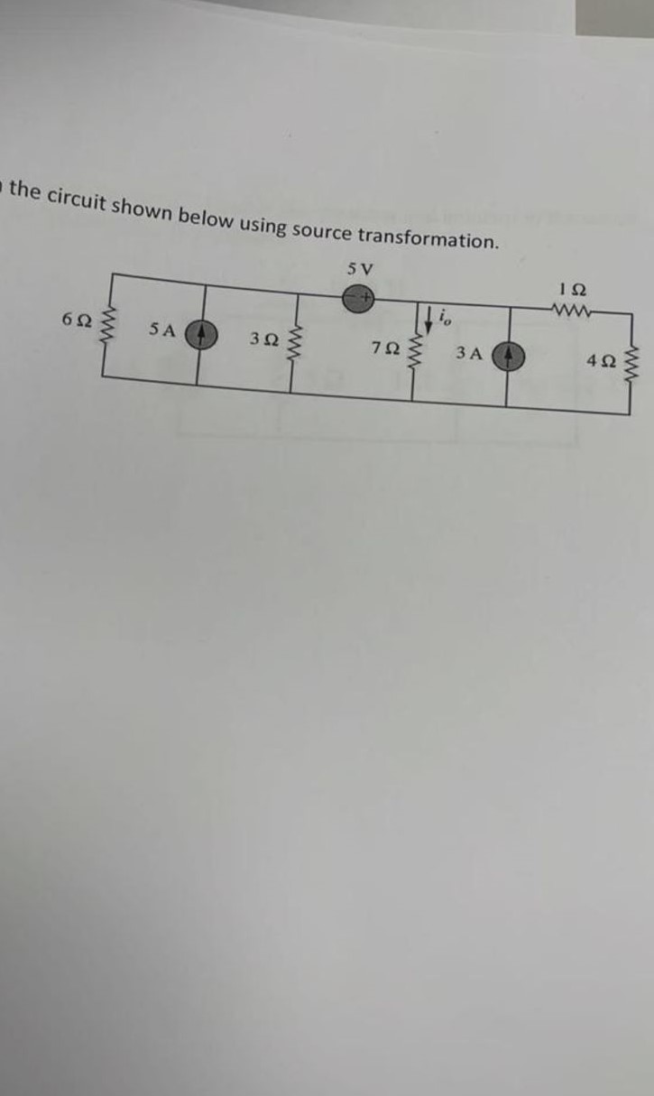 Solved the circuit shown below using source transformation. | Chegg.com