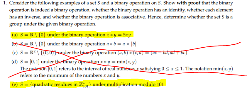 Solved 1. Consider the following examples of a set S and a | Chegg.com