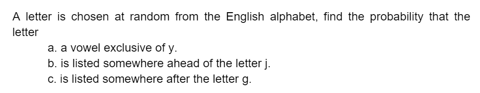 Solved A letter is chosen at random from the English | Chegg.com