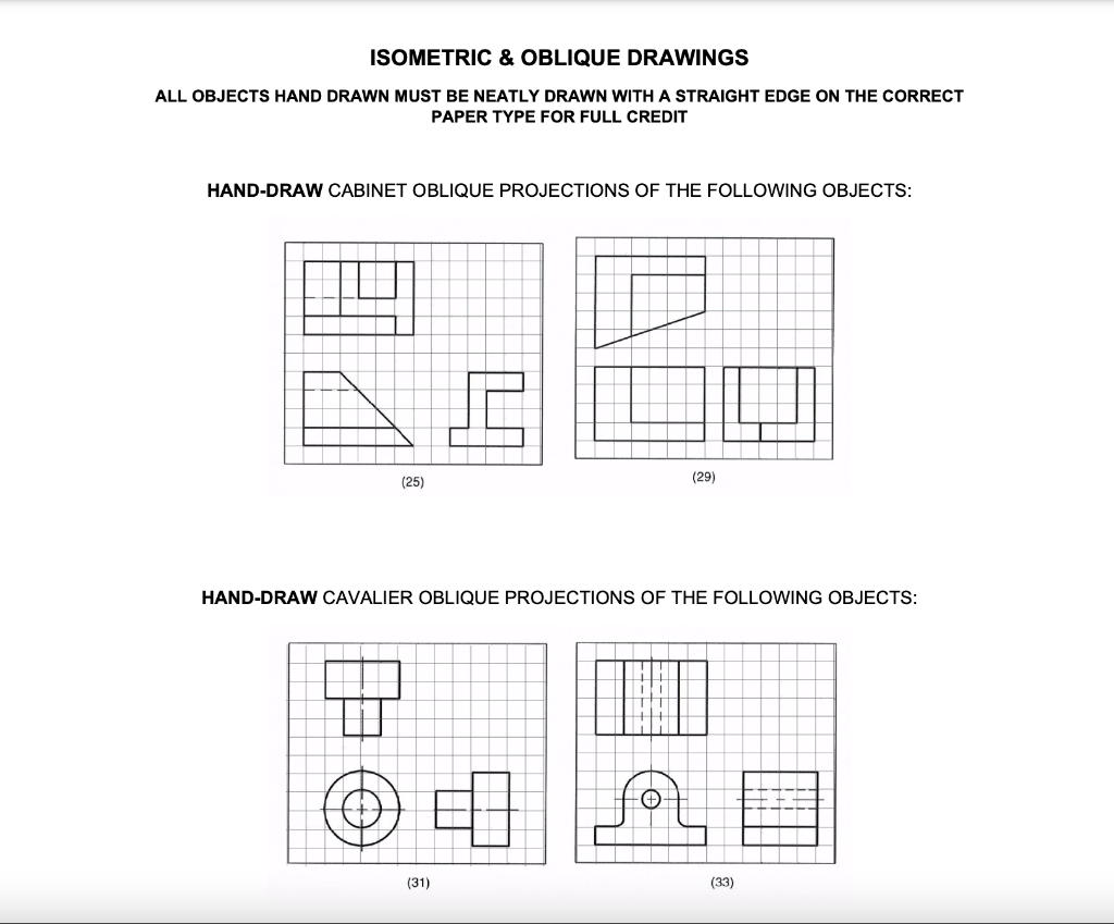 Solved ISOMETRIC & OBLIQUE DRAWINGS ALL OBJECTS HAND DRAWN | Chegg.com