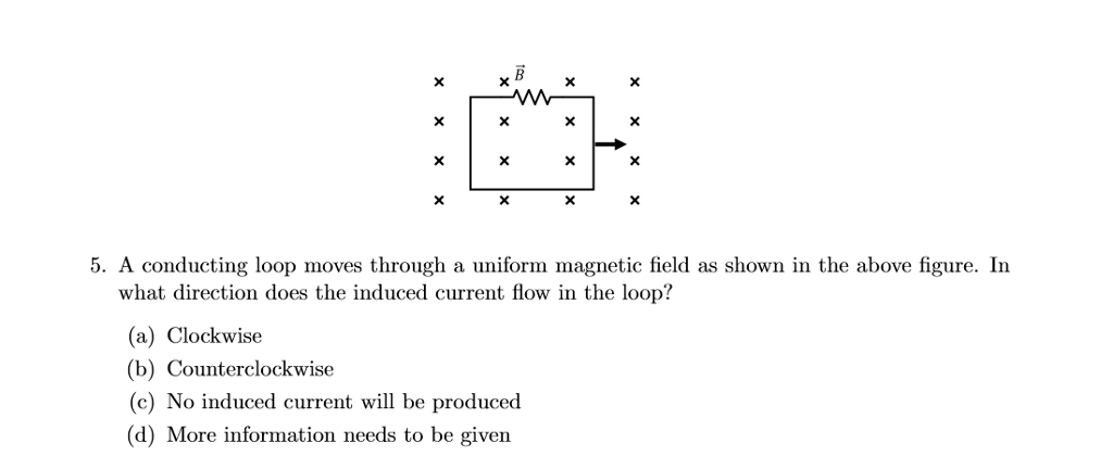 Solved 5. A conducting loop moves through a uniform magnetic | Chegg.com