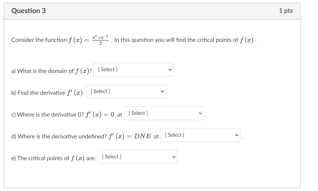 Solved Consider the function f(x)=2ex+e−x. In this question | Chegg.com