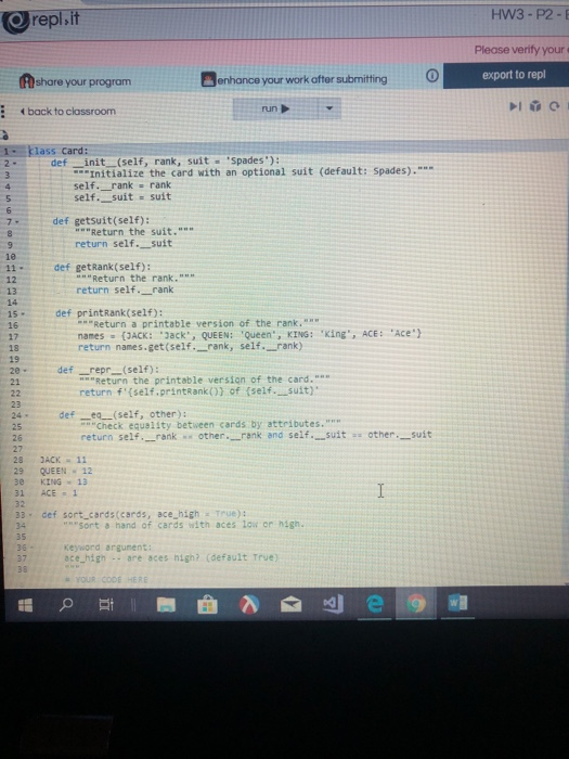 Solved HW3-P2- Please verify your export to repl repl | Chegg.com