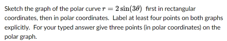 Solved Sketch the graph of the polar curve r = 2 sin(30) | Chegg.com