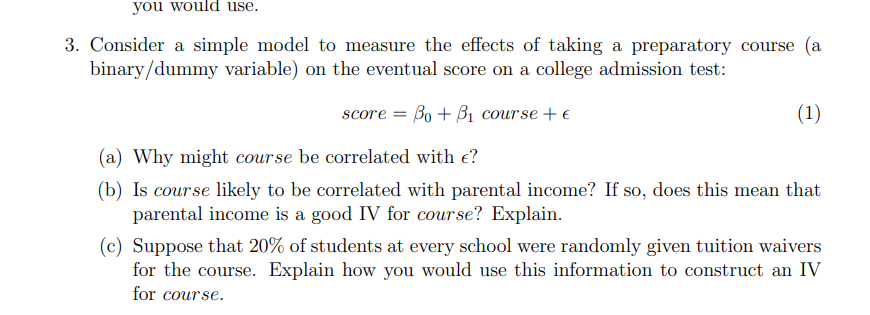 Solved you would use. 3. Consider a simple model to measure | Chegg.com