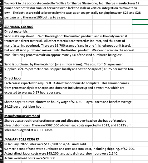 INSTRUCTIONS 1. Complete the Standard Cost Worksheet | Chegg.com