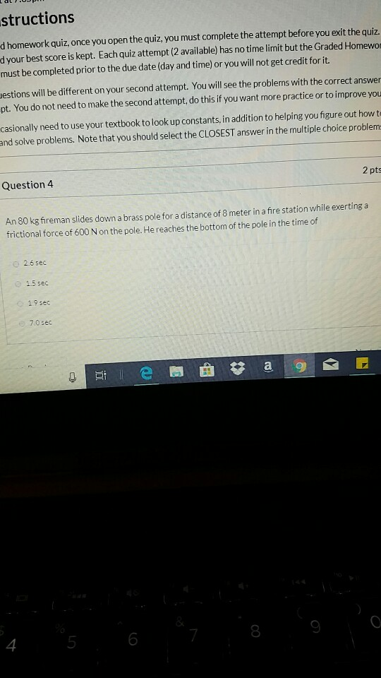 Solved structions d homework quiz, once you open the quiz, | Chegg.com