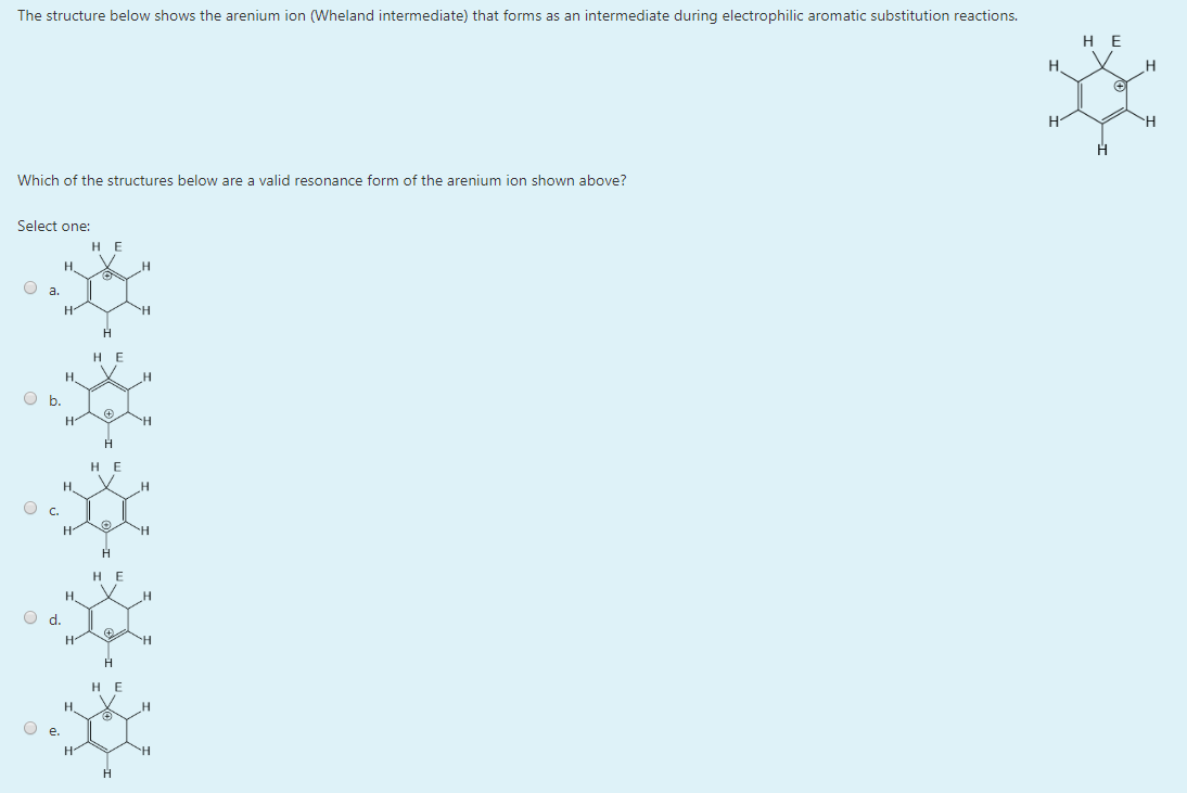 Solved The structure below shows the arenium ion (Wheland | Chegg.com