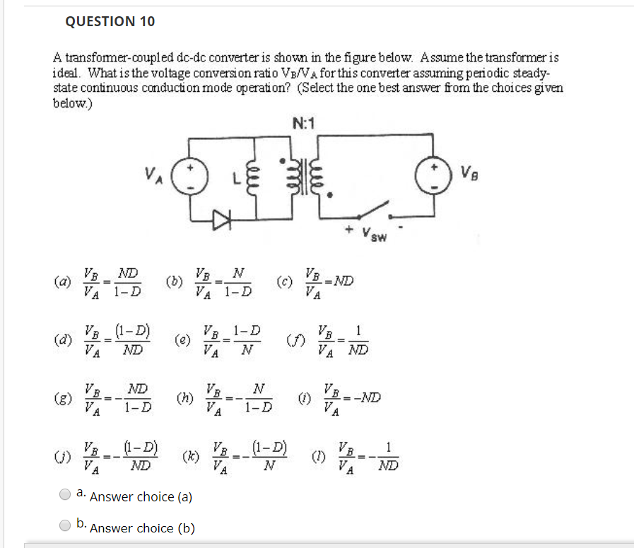 Solved Question 10 A Transfomer Coupled Dc Dc Converter Is
