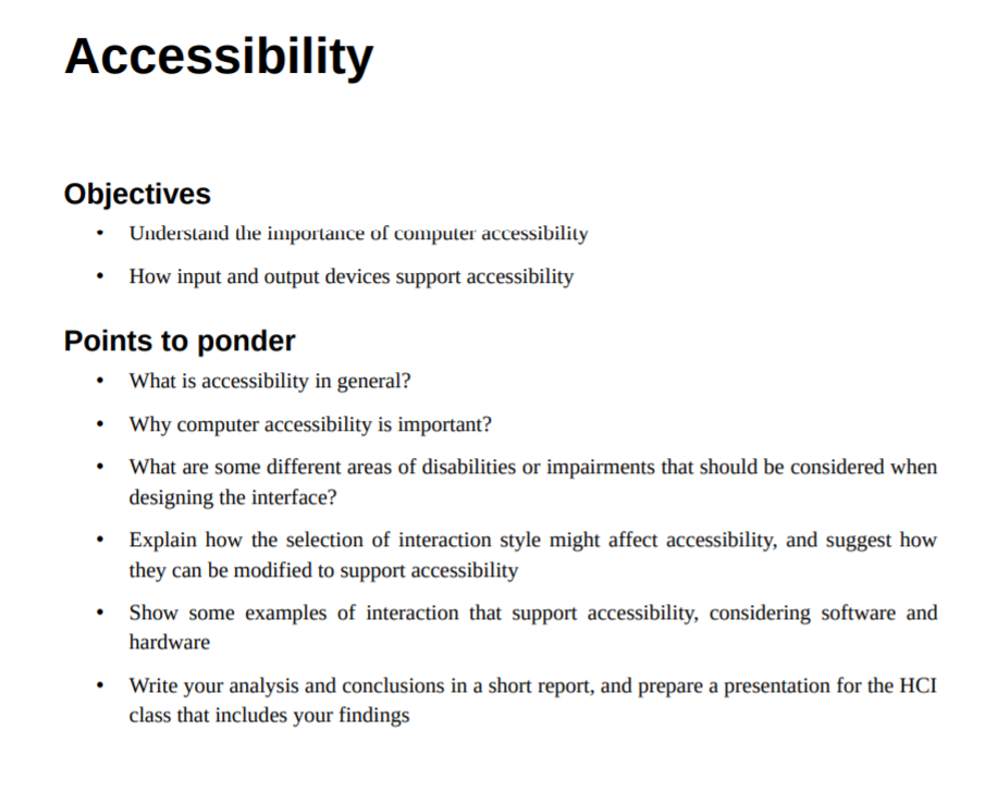 Solved Accessibility Objectives Understand the importance of | Chegg.com
