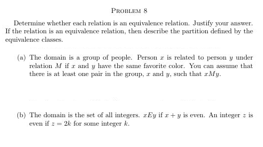 Solved Determine whether each relation is an equivalence | Chegg.com